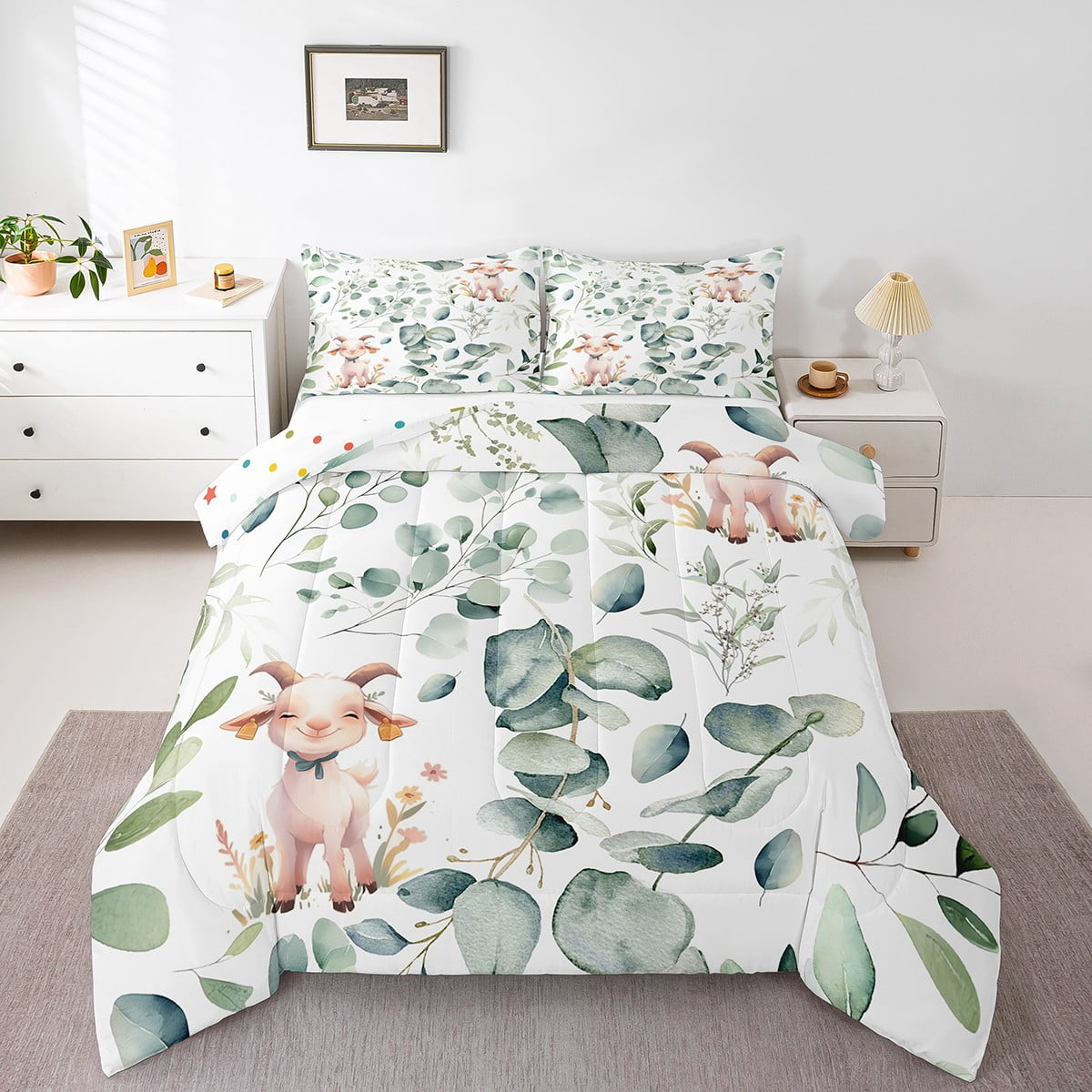 Cute Animal Twin Comforter Set Cartoon Goat Sheep Bedding Set Twin ...