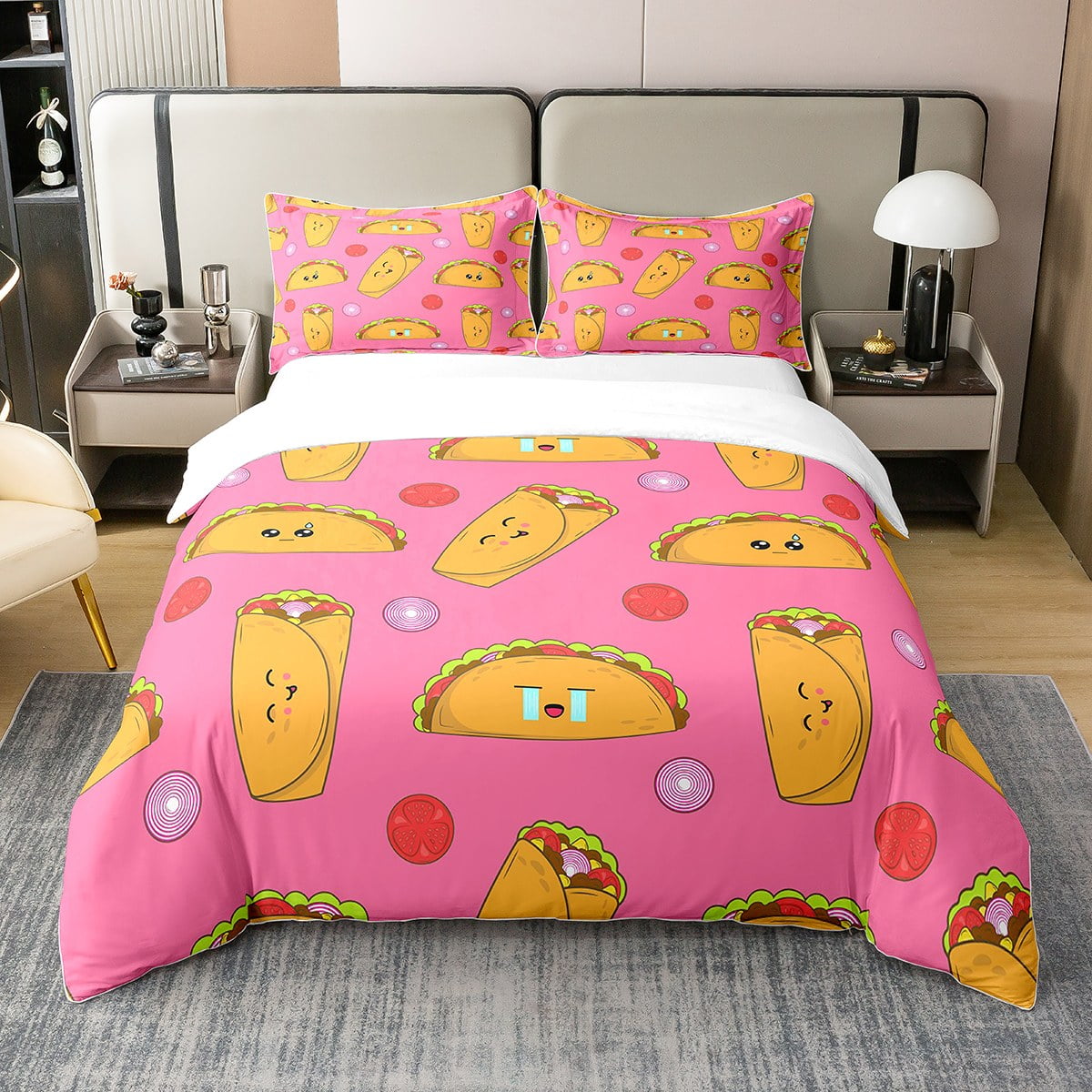 YST Kids Cute Fast Food 100% Cotton Duvet Cover,Kawaii Pancake ...