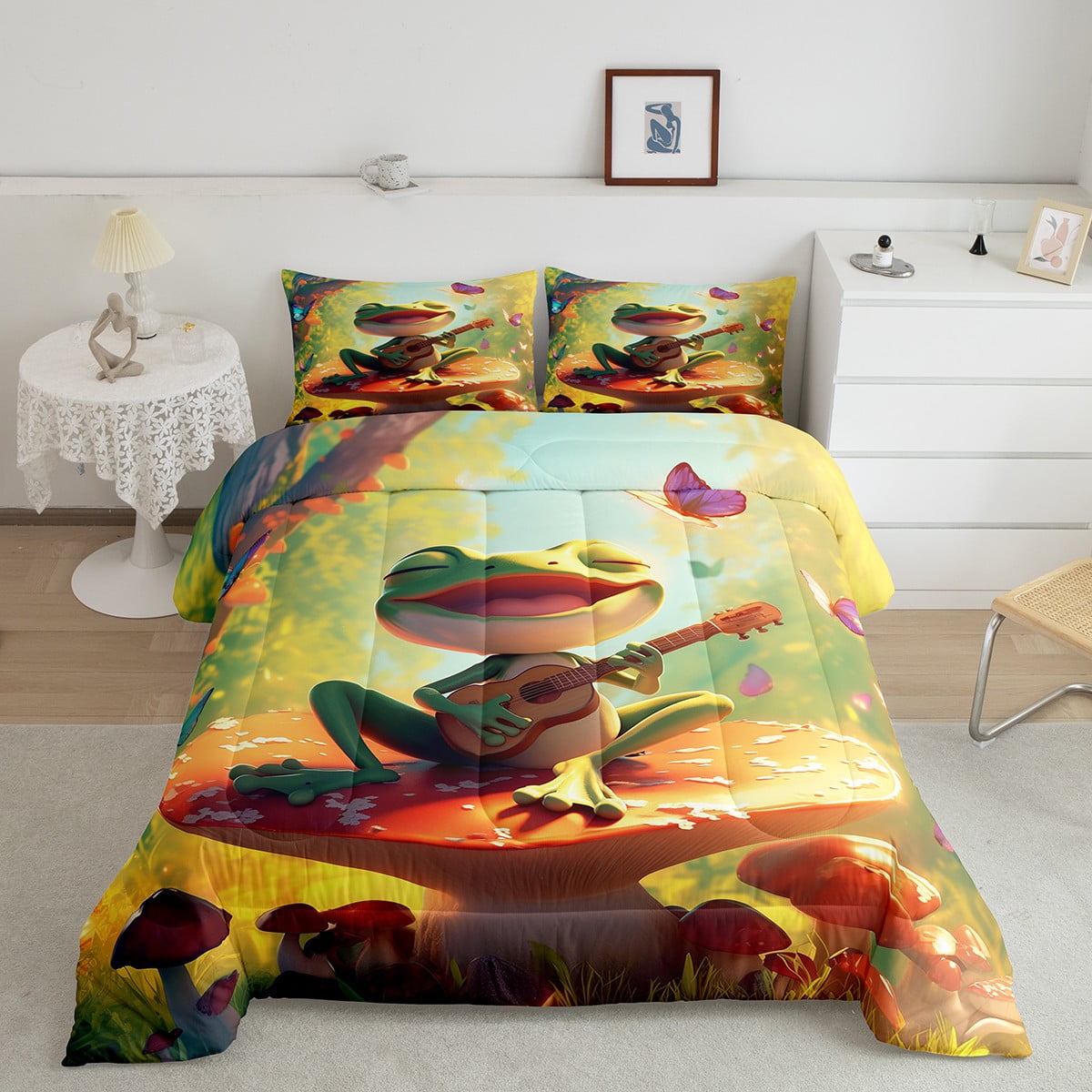 YST Kids Cute Frog Bedding Queen Size Green Cartoon Animal Comforter ...