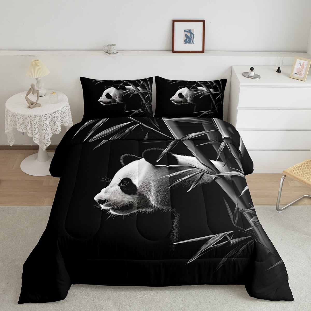 Erosebridal Cute Panda Comforter Set Queen Size Kawaii Cartoon Animal ...