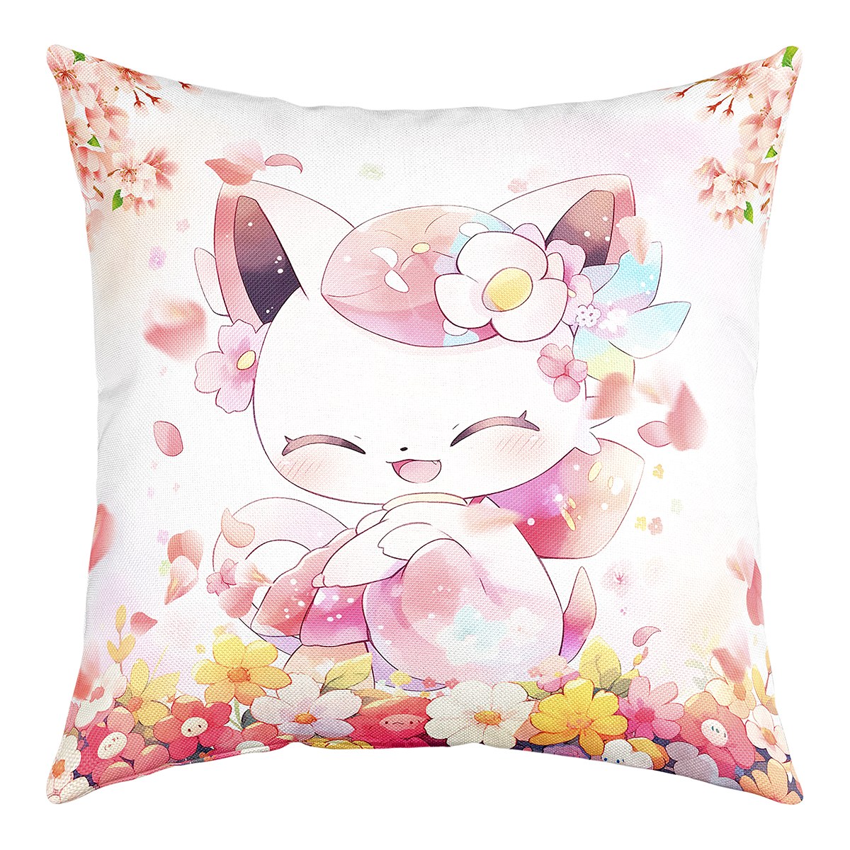 Erosebridal Cute Throw Pillow Cover Cartoon Kitten Cushion Cover 24x24 ...