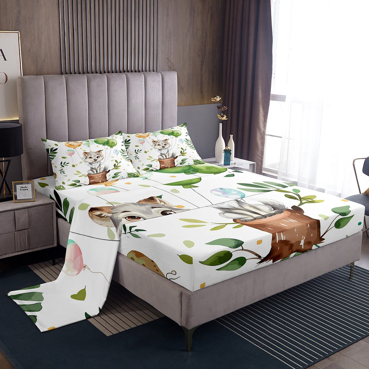 YST Kids Cute Wolf Bed Sheets Twin Cartoon Wild Wolf Boys Sheet Set ...