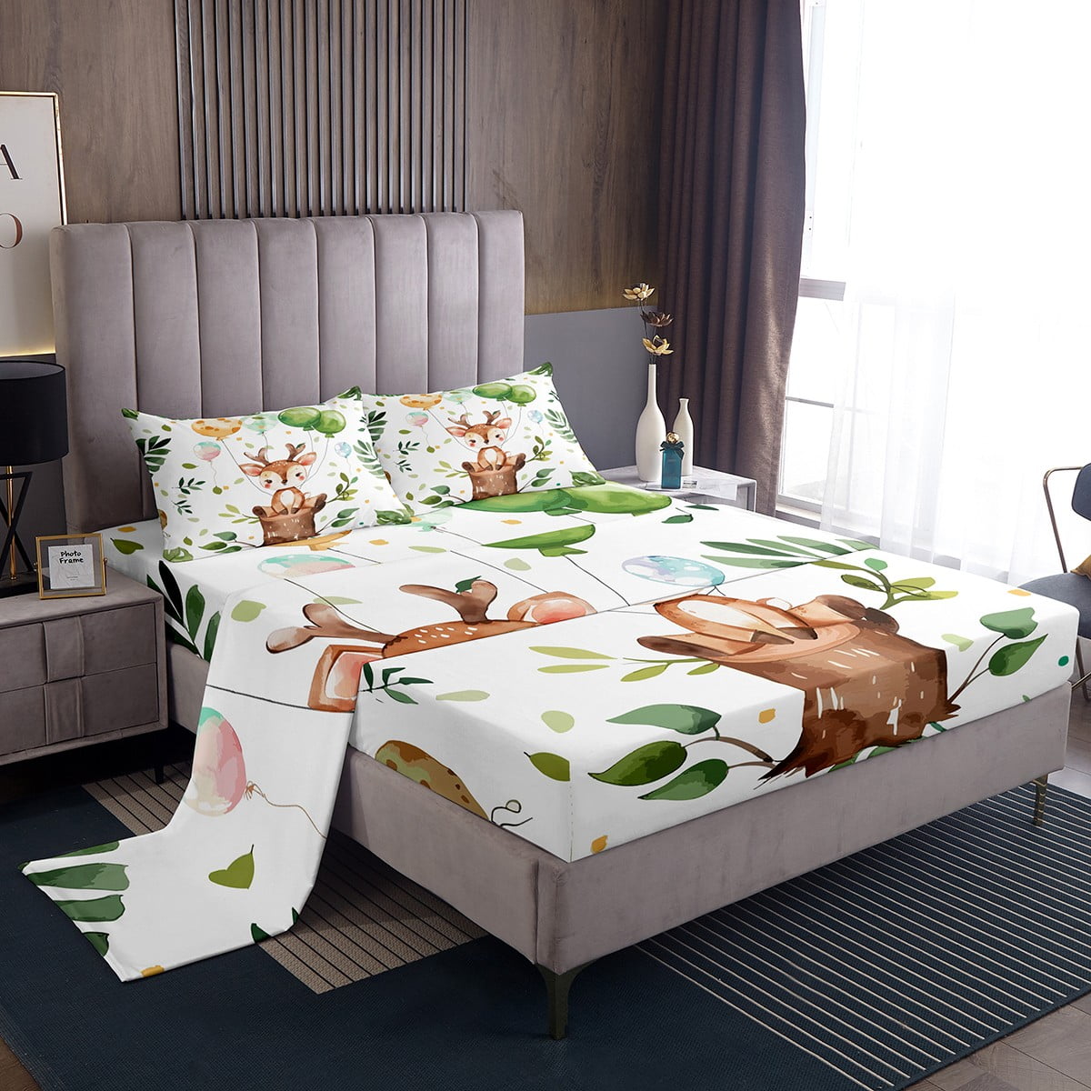 Deer Bedding Sheets Twin Cute Woodland Animal Bed Sheets Jungle Safari ...
