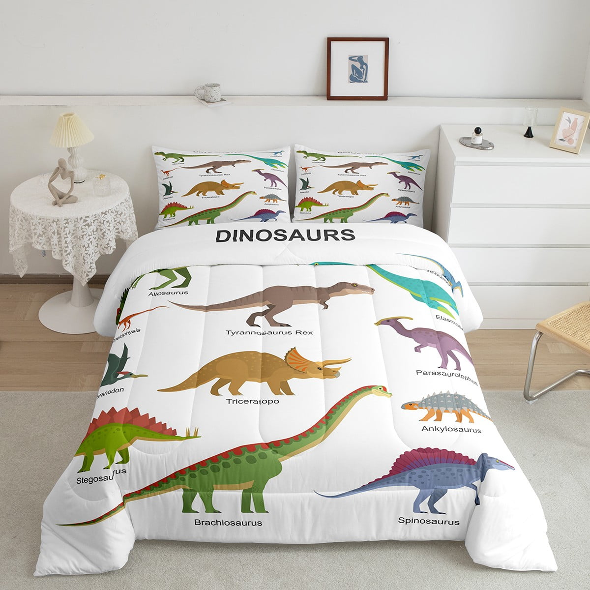 YST Kids Dino Comforter Set Full,Dinosaur Bedding for Girls,Set of ...