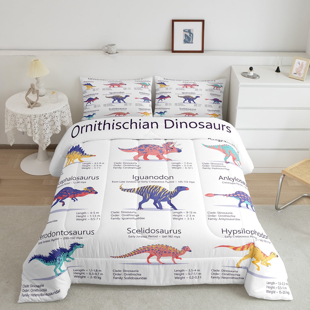YST Kids Dino Comforter Set Twin,Toddler Girl Dino Bedding Set,Set of ...