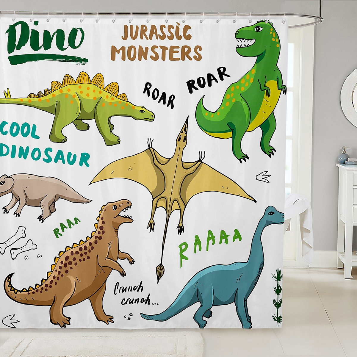 YST Kids Dino Shower Curtain 72x72 inch,Dinosaur Roar Bathroom Shower ...