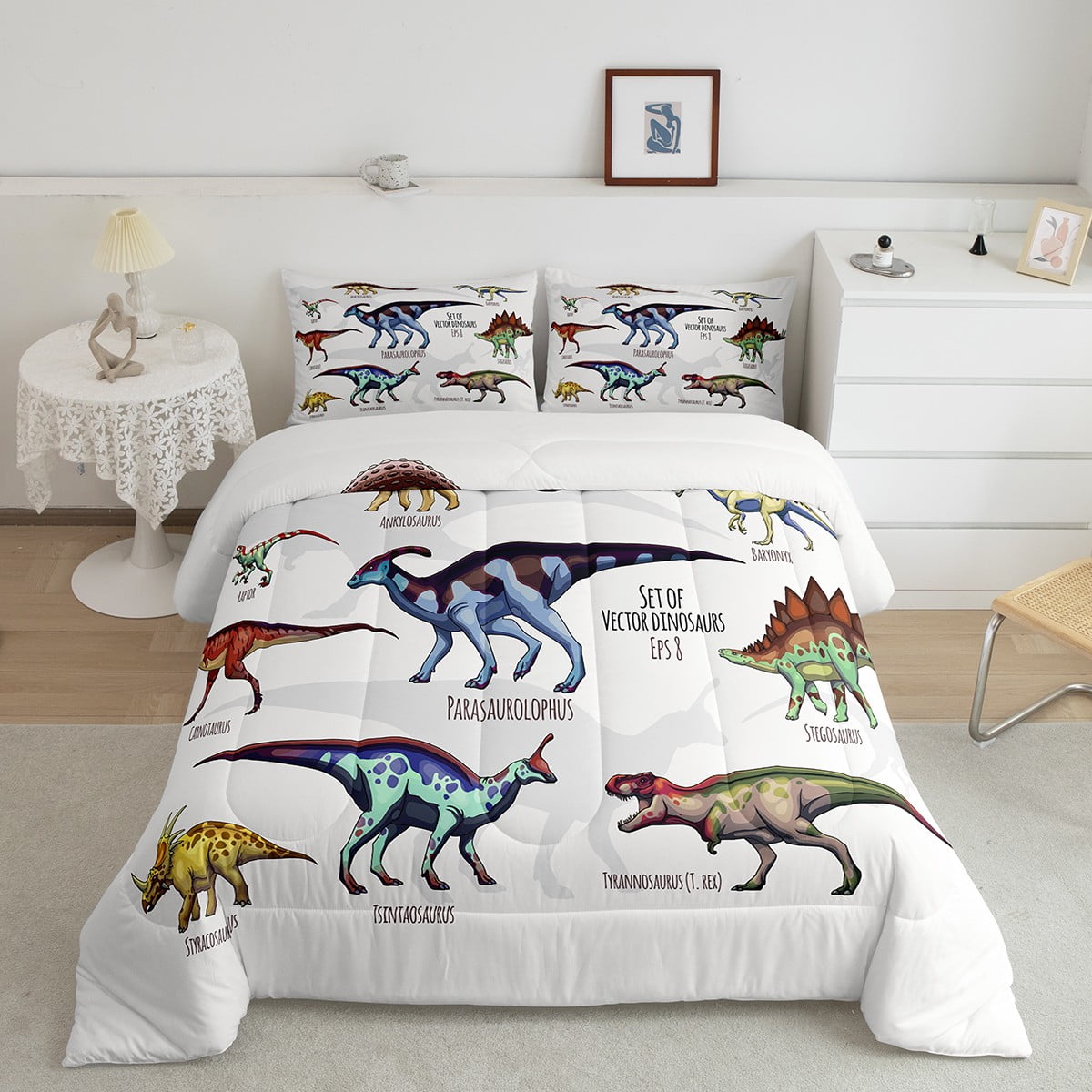 YST Kids Dinosaur Comforter Set for Boys,Dino Toddler Bedding Set Full ...
