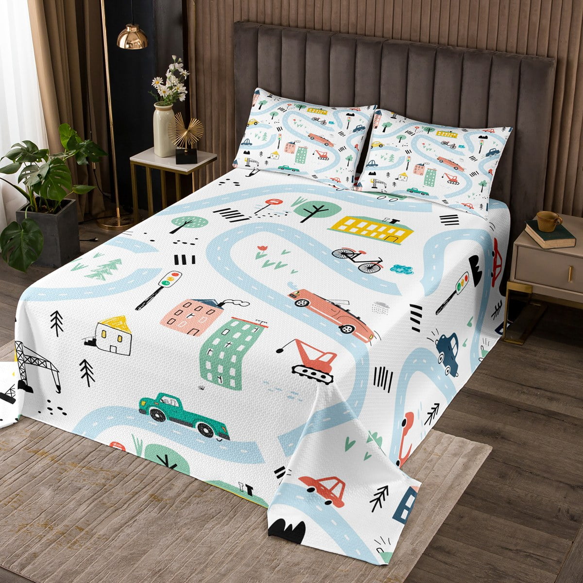 YST Kids Dinosaur Coverlet Twin Size for Boys Girls Cartoon Train ...