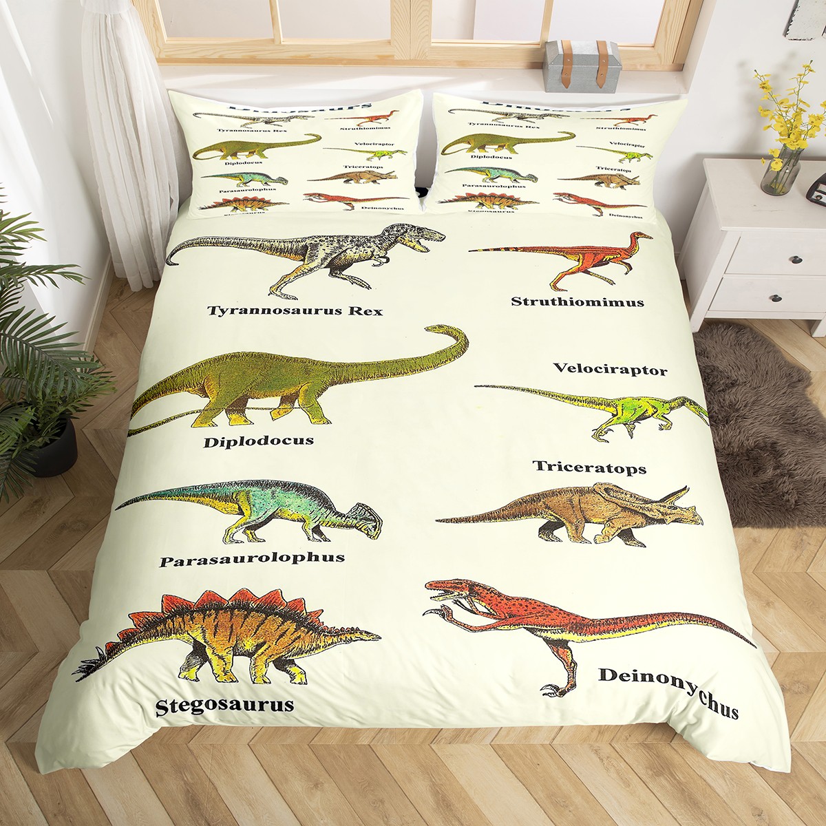 YST Kids Dinosaur Duvet Cover Queen,Dino Bedding Sets for Toddler Boys,Set of Ancient Dinosaur ...