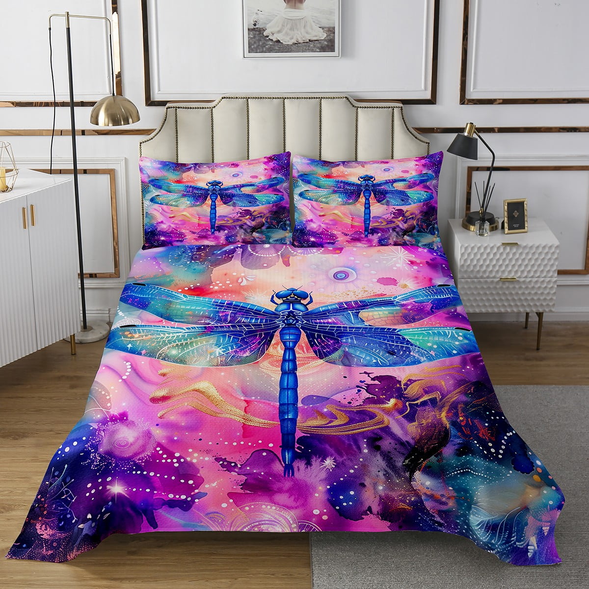 YST Kids Dragonfly Bedspread Set Twin Size, Oil Painting Coverlet Set ...