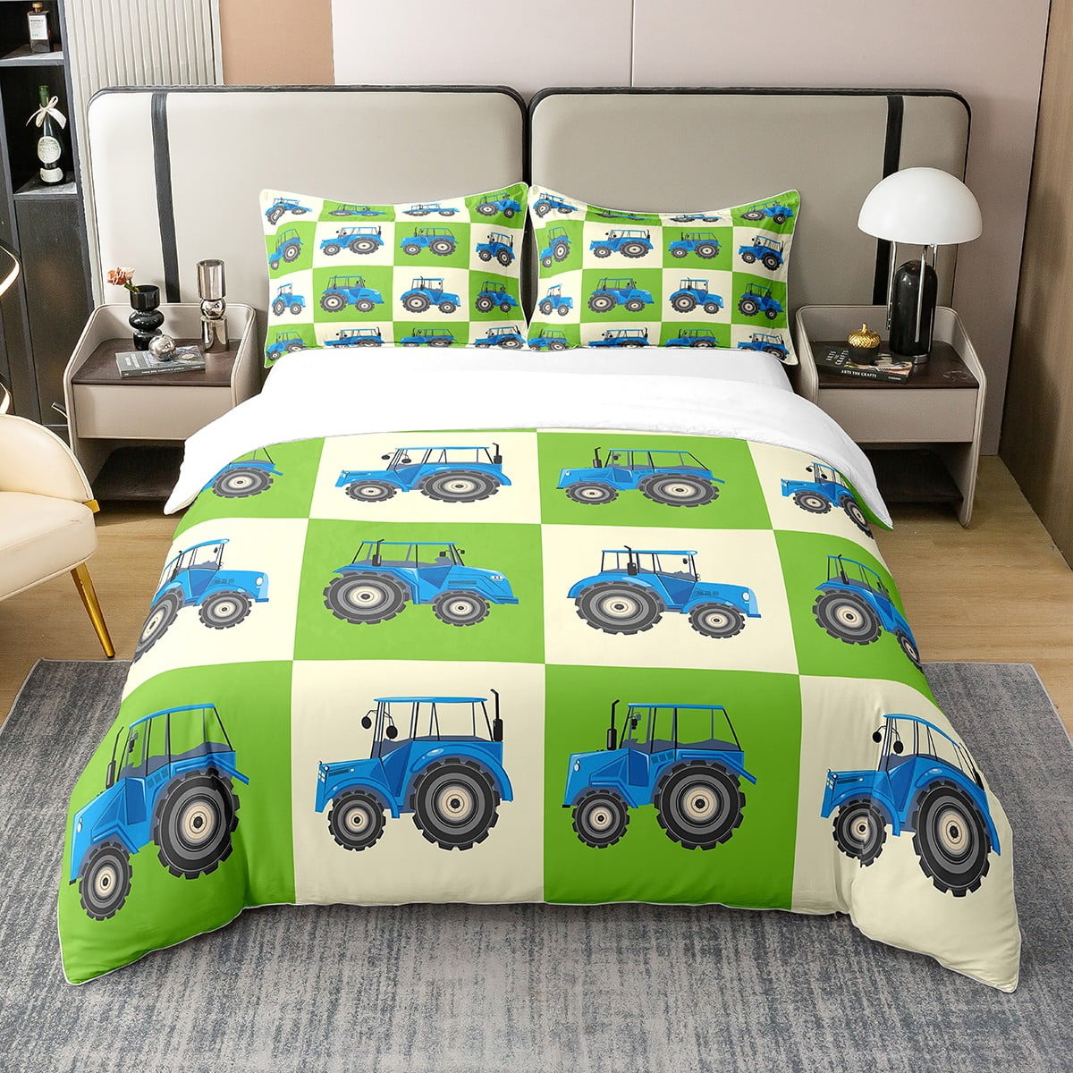 YST Kids Excavator 100% Cotton Duvet Cover,Construction Site Car ...