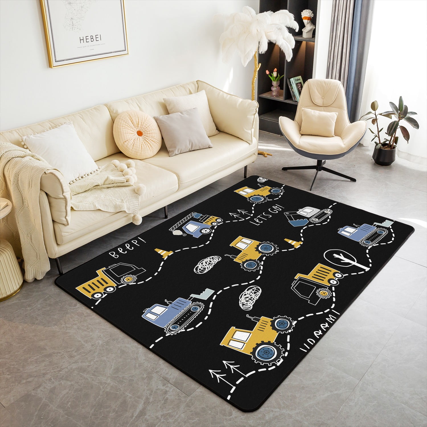 Erosebridal Excavator Indoor Floor Mat 5x7 for Bedside Size,Retro Truck ...