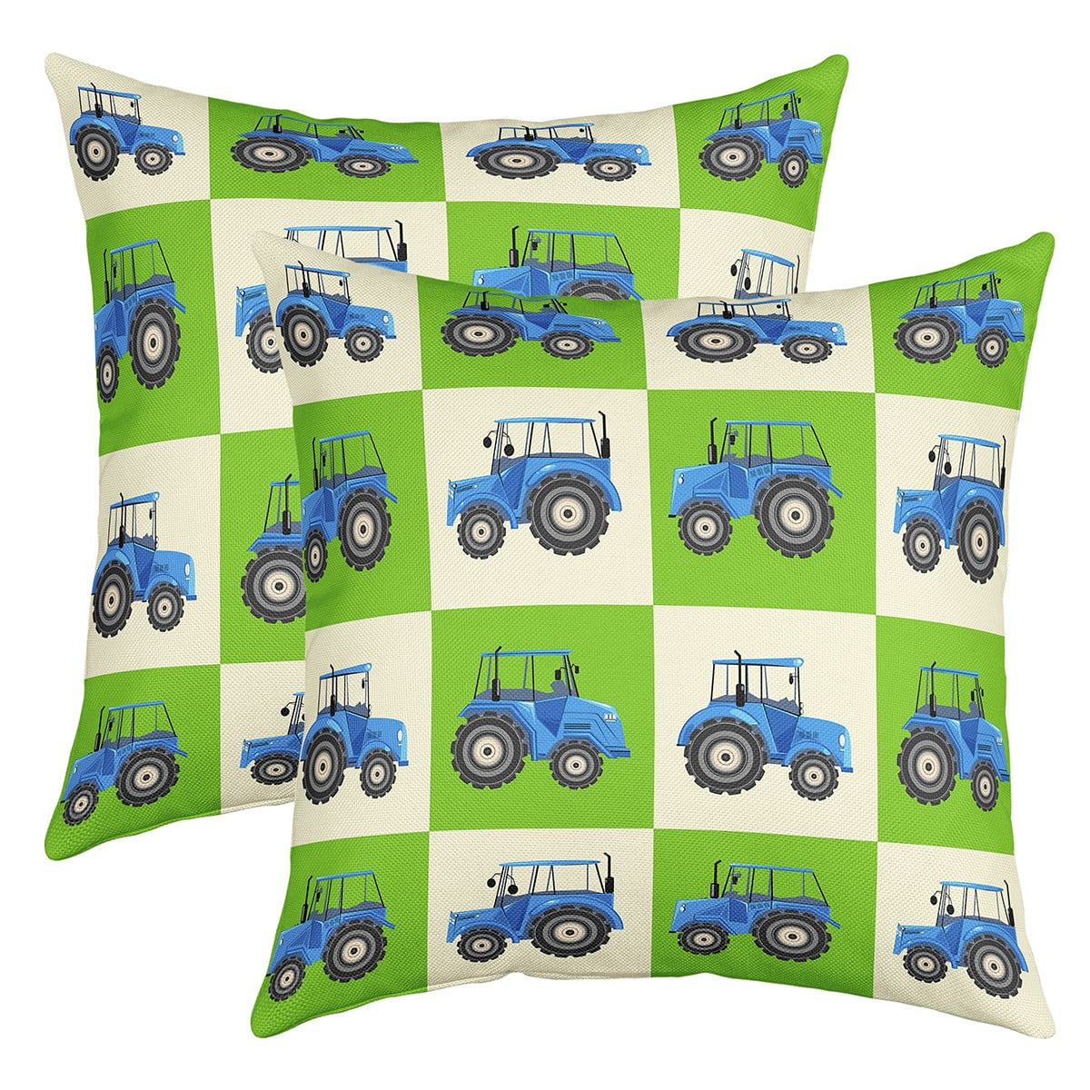 Excavator Pillow Covers,Construction Site Car Cushion Cases 20x20 inch set of 2,Equipment Truck ...