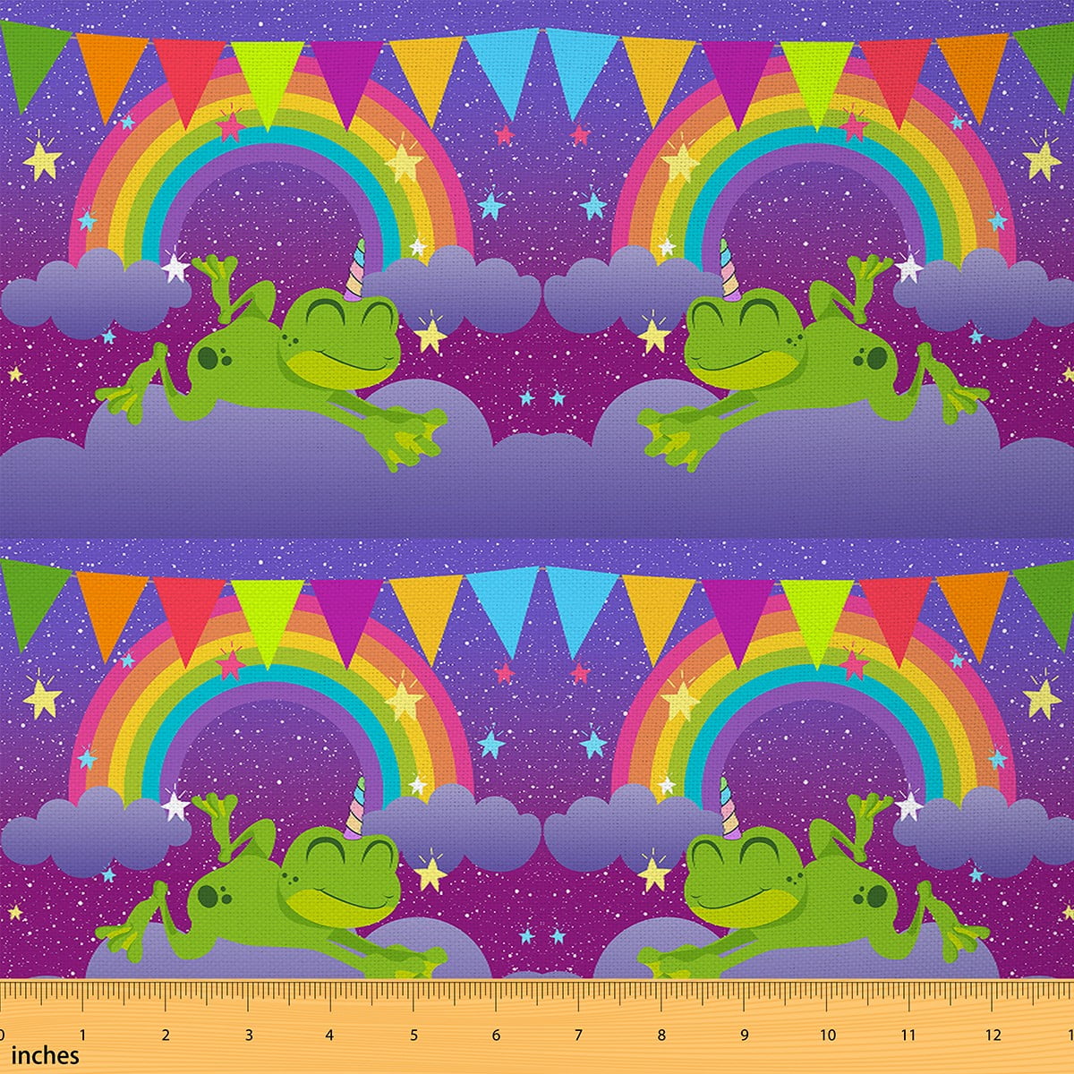 YST Kids Fabric by The Yard Cute Rainbow Frog Print Upholstery Fabric ...