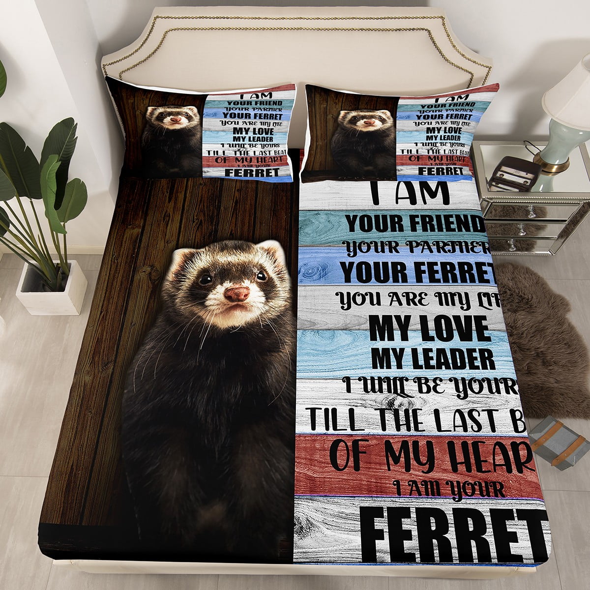 YST Kids Ferret Queen Sheets for Boys Girls Wild Animal Bed Sheets ...