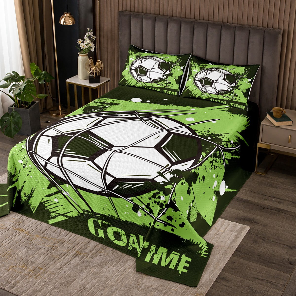 YST Kids Football Bedspread King Size for Boys Girls Cartoon Soccer ...