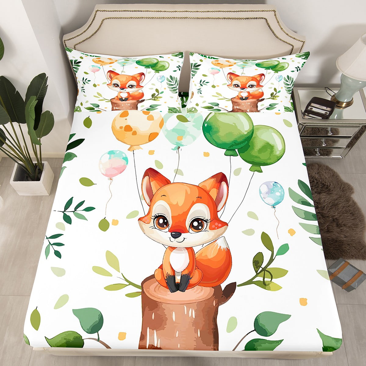 YST Kids Fox Bed Sheets Full Cute Woodland Fox Bedding Set For Boys ...