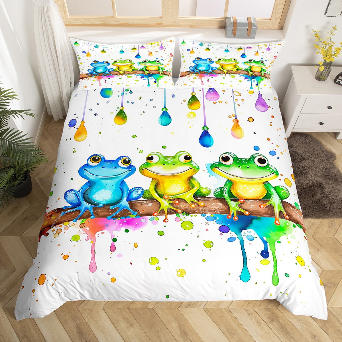 YST Kids Frog Bedding Twin Size Cartoon Animal Comforter Cover ...