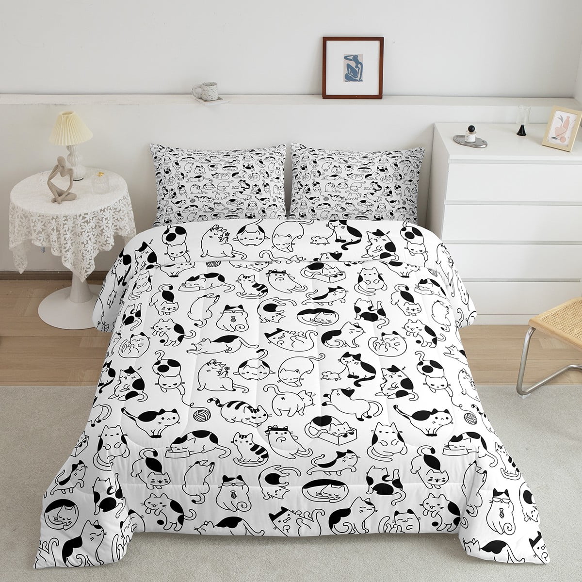 YST Kids Funny Cat Twin Size Comforter Set Cartoon Kitten Bedding Set ...