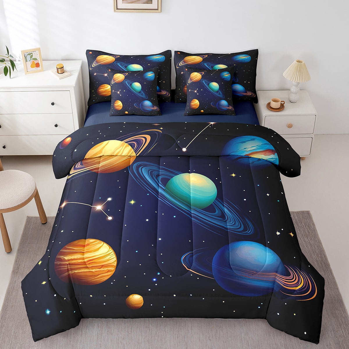 YST Kids Galaxy Bed In A Bag With Sheets Teen Boys Outer Space Planet ...