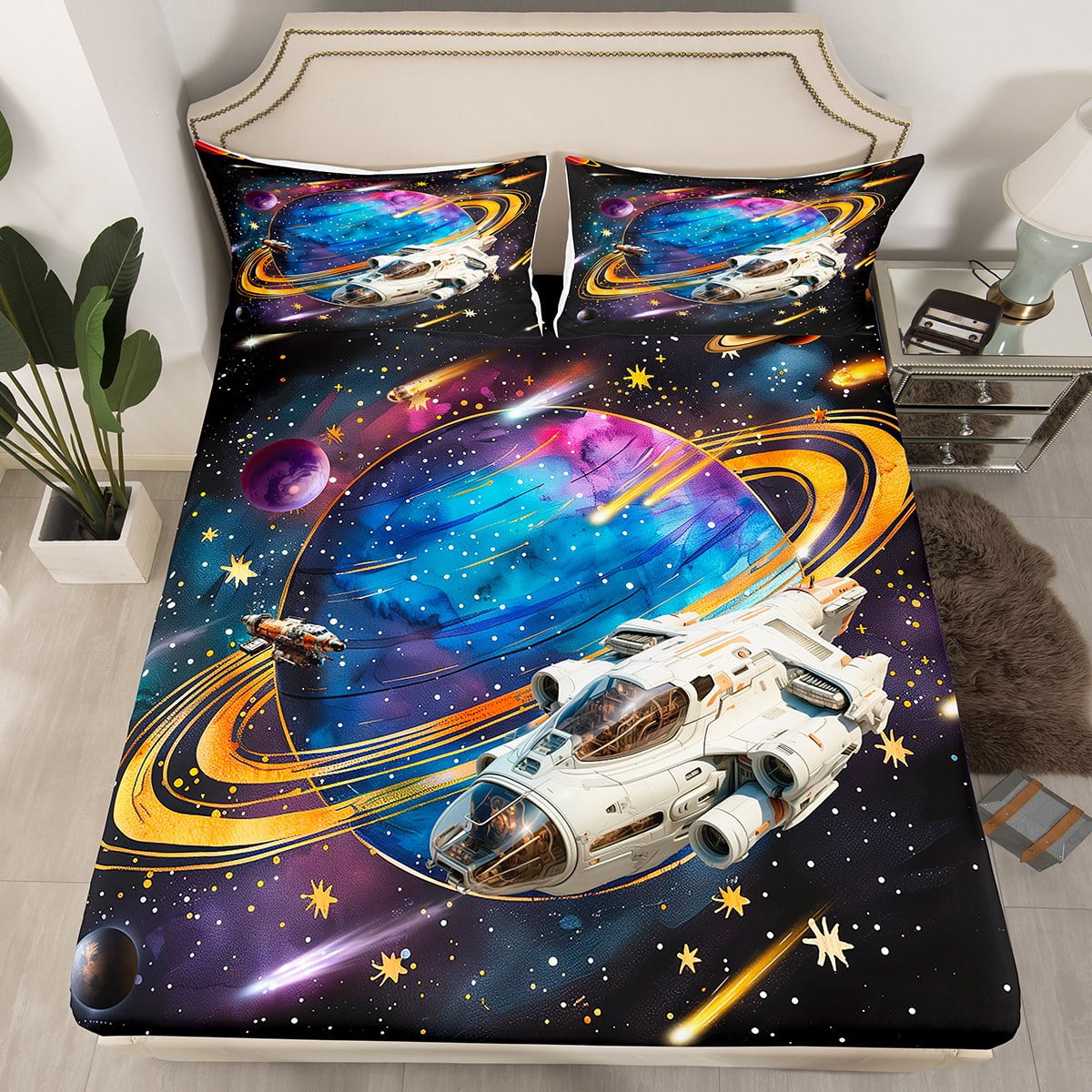 Erosebridal Galaxy Nebula Twin Sheets Universe Rocket Bed Sheets,Outer ...