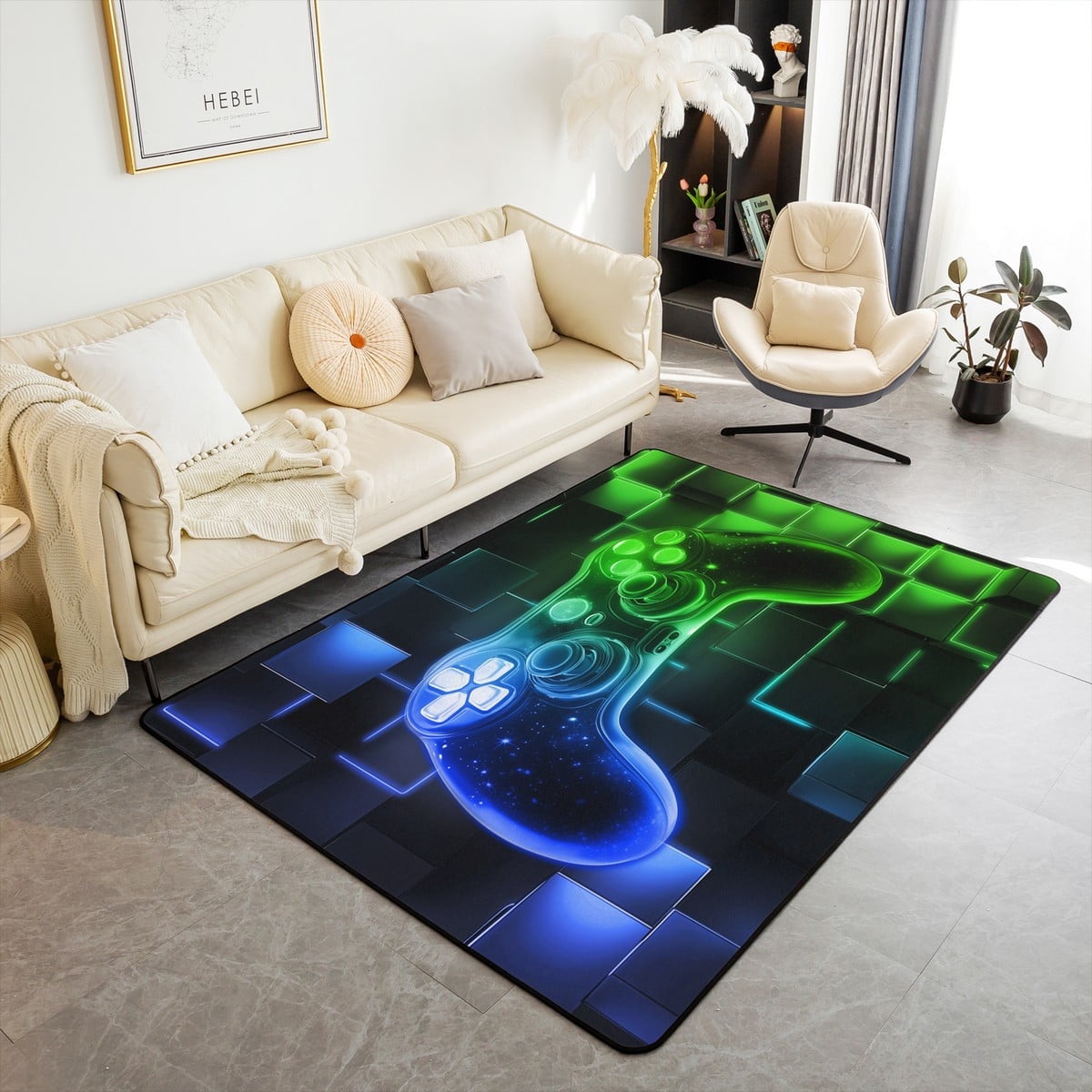 Erosebridal Gamer Area Rug 4'11"x 6'6",Gaming Rug,Video Games Gamepad ...