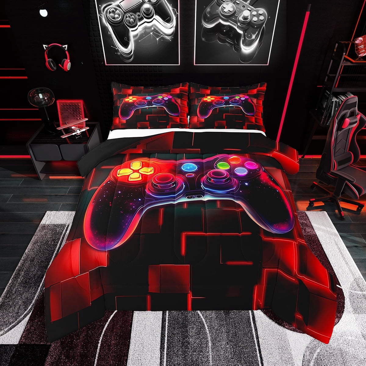 Gamer Comforter Set Full,Gaming Bedding,Video Games Controller Gamepad ...