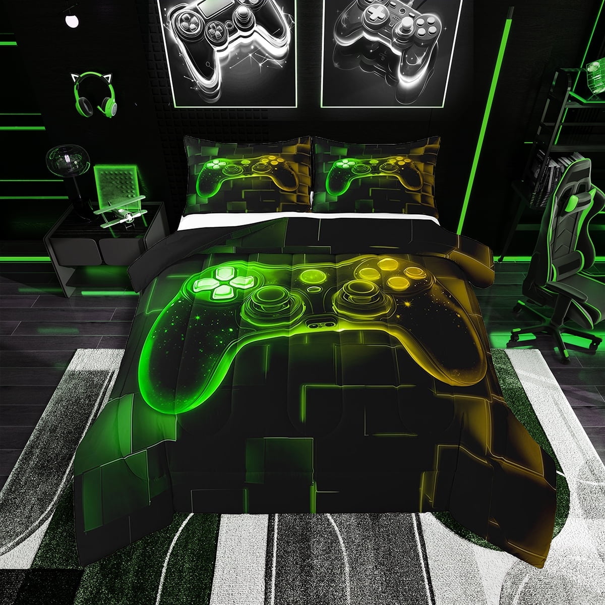 Gamer Comforter Set Full,Gaming Bedding,Video Games Gamepad Bedding ...