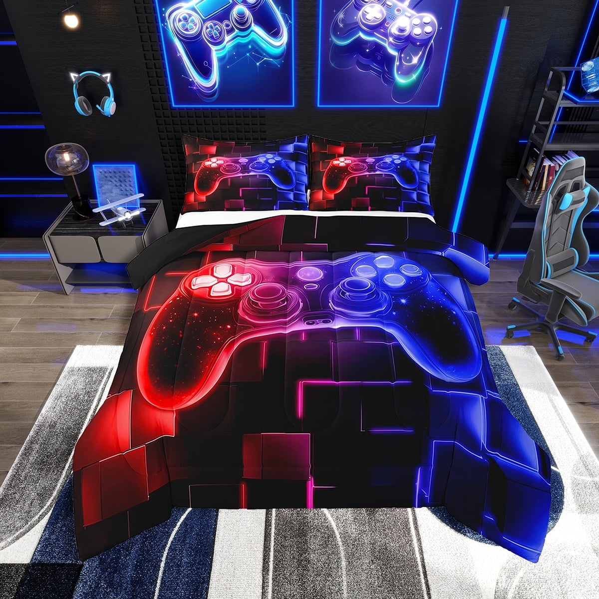 Gamer Comforter Set Twin,Gaming Bedding,Video Games Gamepad Bedding ...