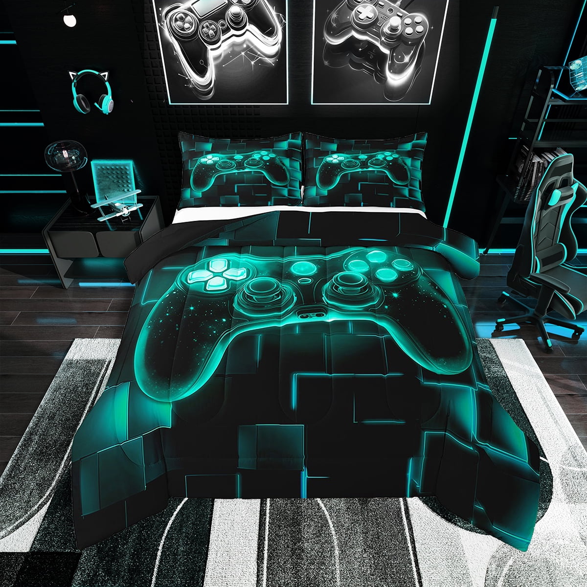 Gamer Comforter Set Twin,Gaming Bedding,Video Games Gamepad Bedding ...