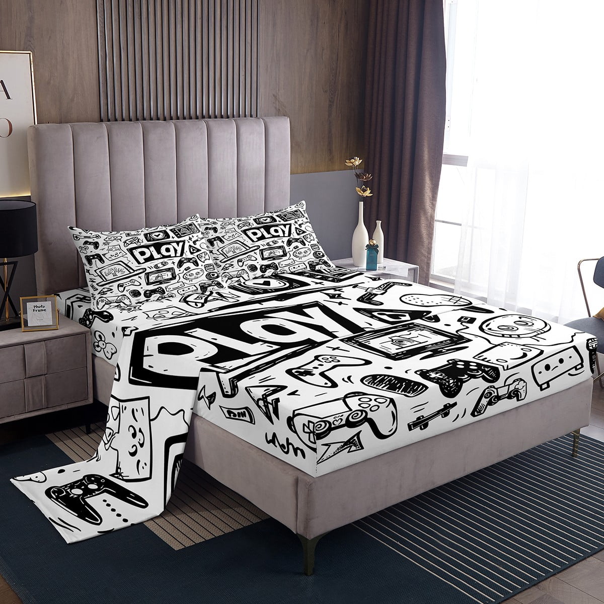 YST Kids Gaming Bed Sheets Set Queen, Gamer Sheet Set For Boys Girls ...