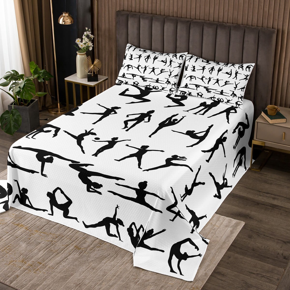 Erosebridal Gymnastics Coverlet Queen Size Gymnast Bedding Set, Black ...