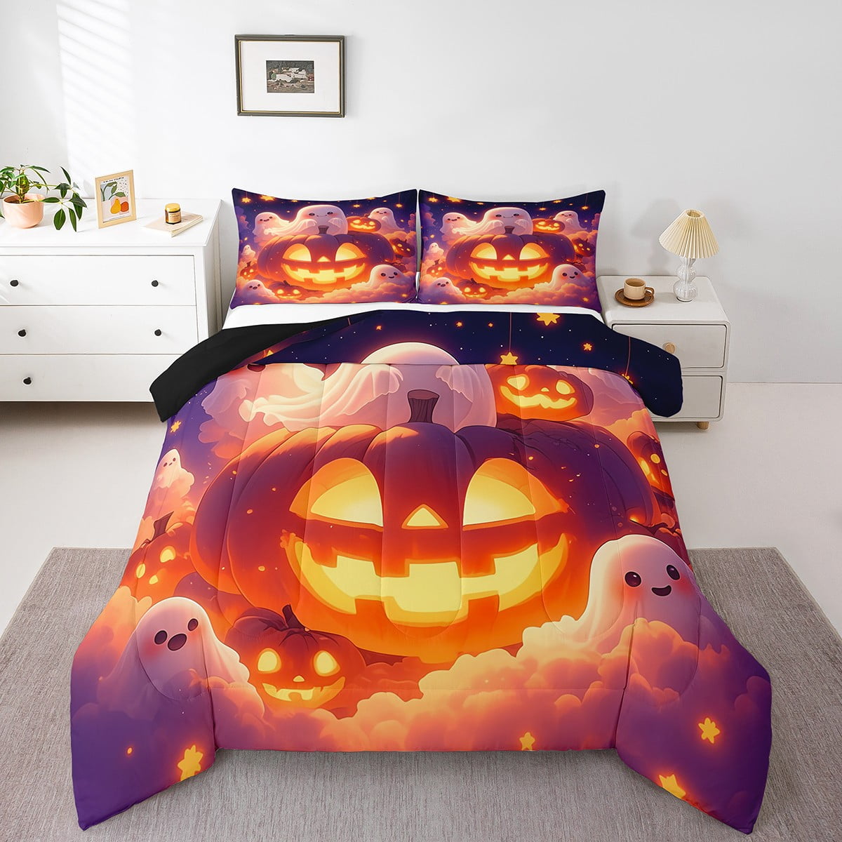 Happy Halloween Bedding Set King, Cute Ghosts Bedding Comforter Sets ...