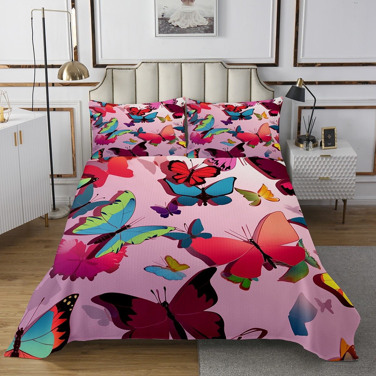 YST Kids Hippie Butterfly Quilt Set King,Aesthetics Butterfly Bedspread ...