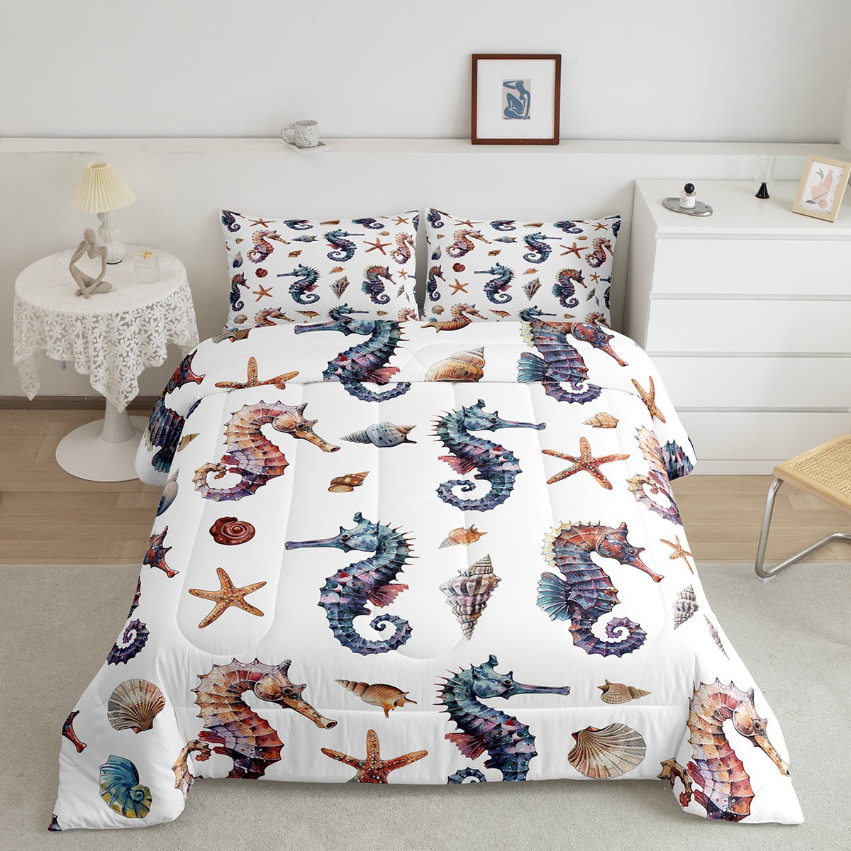 Hippocampus Comforter Set Cartoon Hippocampus Bedding Kawaii Shell ...