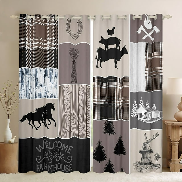 YST Kids Horse Curtains & Drapes, Western Farmhouse Windmill Curtains ...