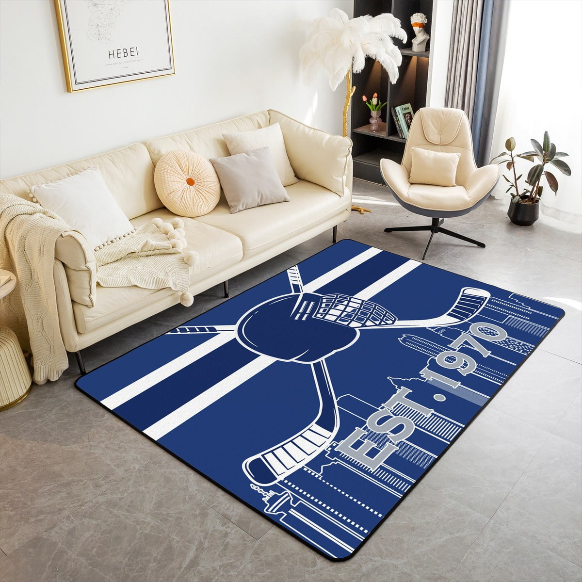 Erosebridal Ice Hockey Area Rug 3x5 Size,Boy Ice Hockey Fans Rug for ...