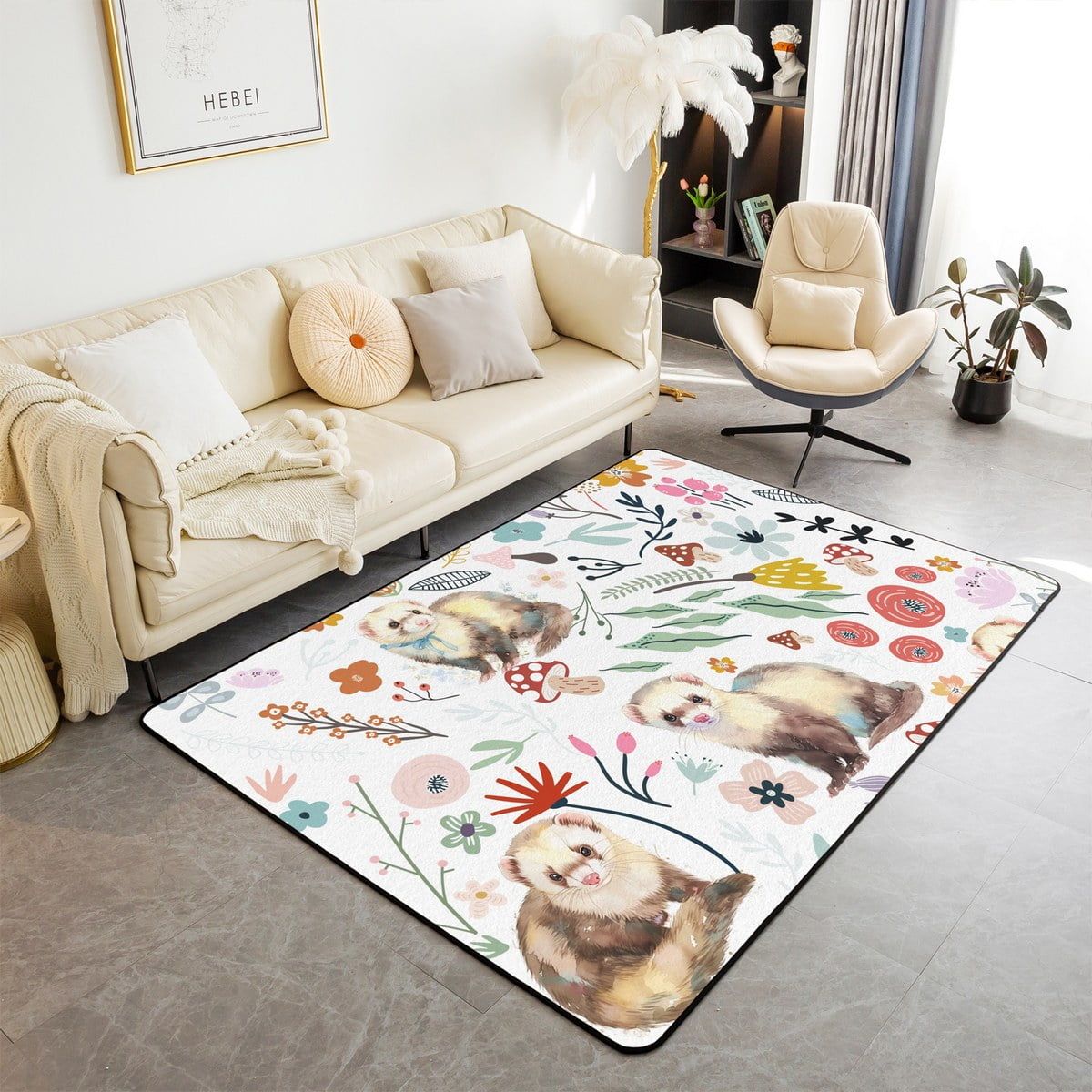 Erosebridal Kawaii Otter Area Rug 3x5,Cute Underwater Animal Carpet ...
