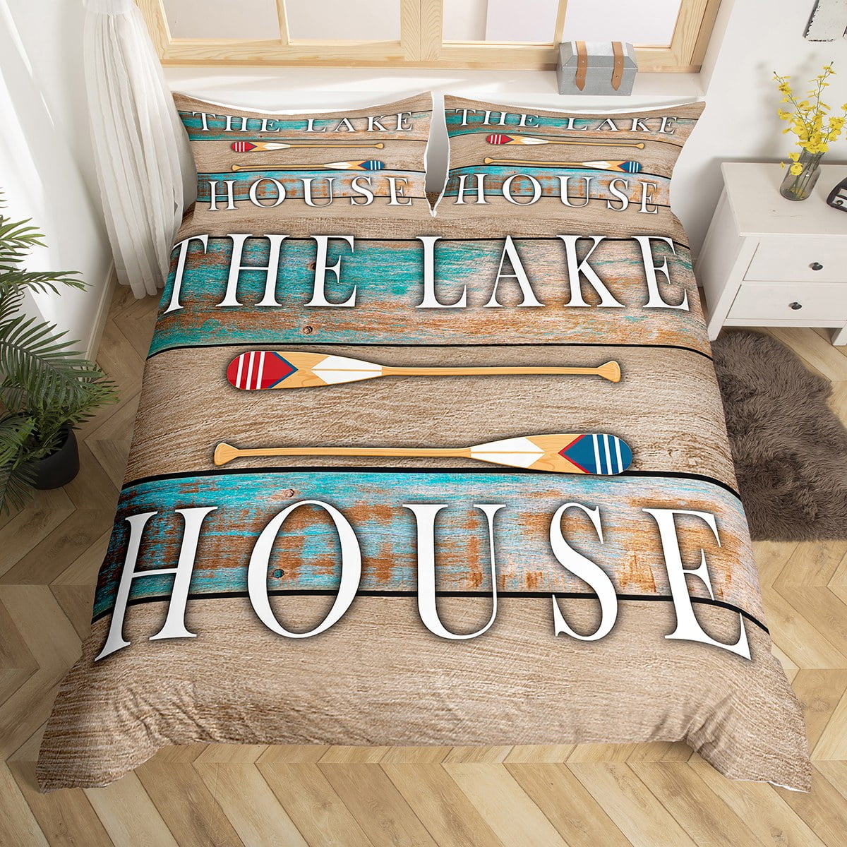 YST Kids Lake House Bedding Set Rustic Farmhouse Comforter Cover King ...