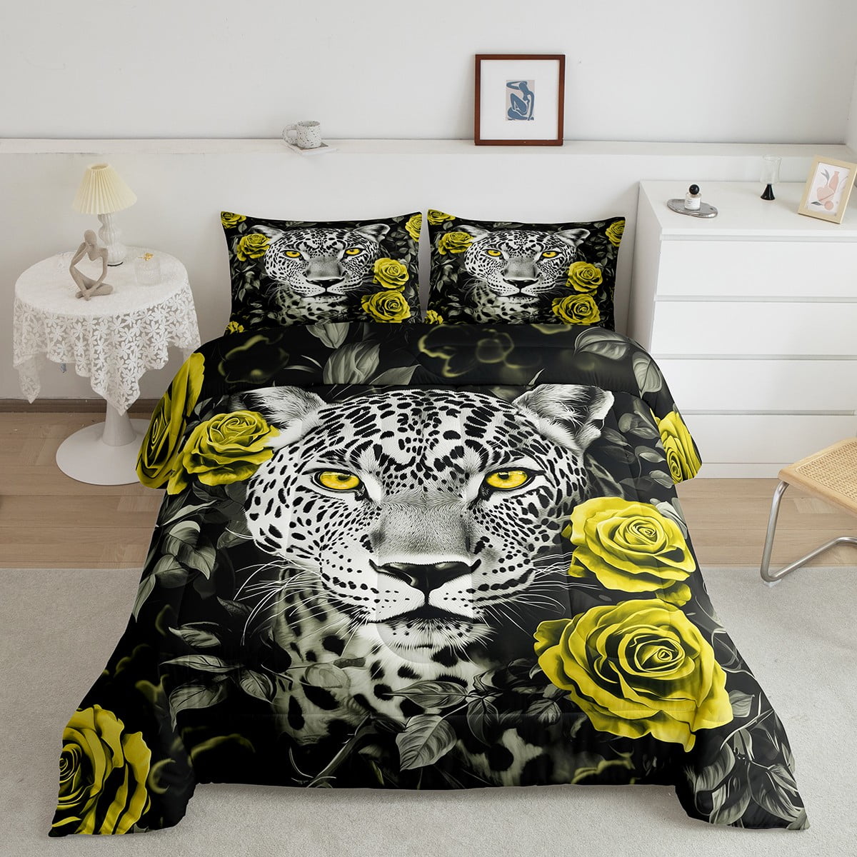 YST Kids Leopard Print Quilt Toddler Size Cheetach Bedding Set For Kids ...