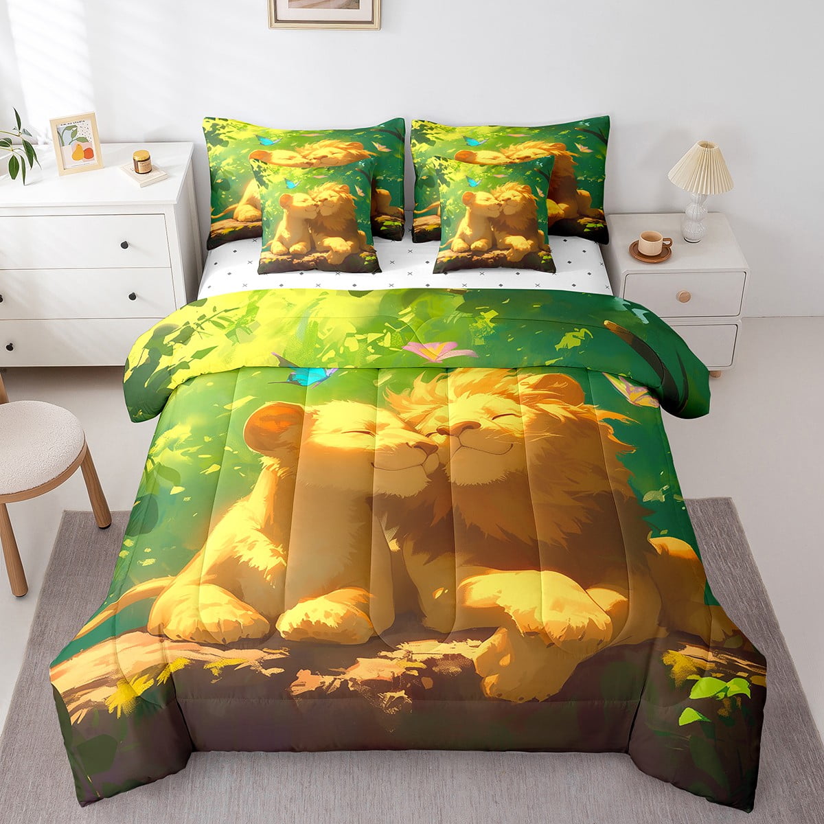 Lion Comforter Set Full 7 Piece Jungle Animal Print Bed in a Bag ...