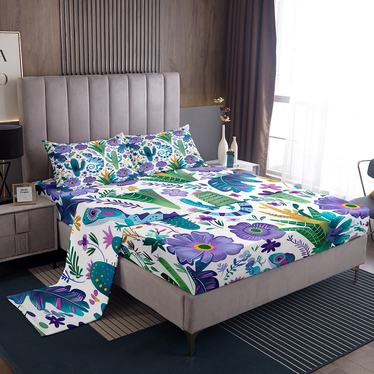 YST Kids Lizard Full Bed Sheets Set,Tropical Bedding Set for Boys Girls ...