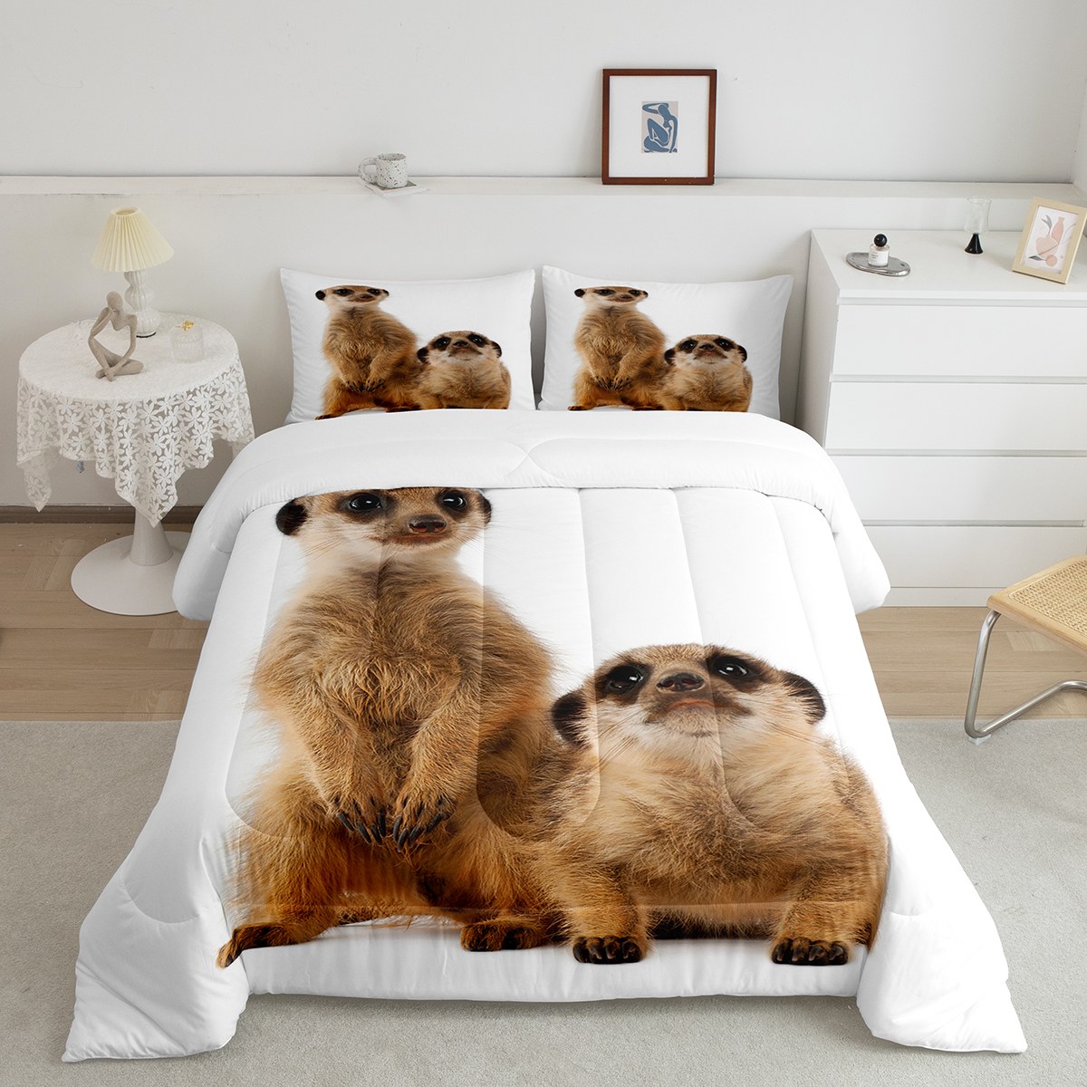 Erosebridal Meerkats Bedding Set Queen Kawaii Cute Meerkat Comforter ...
