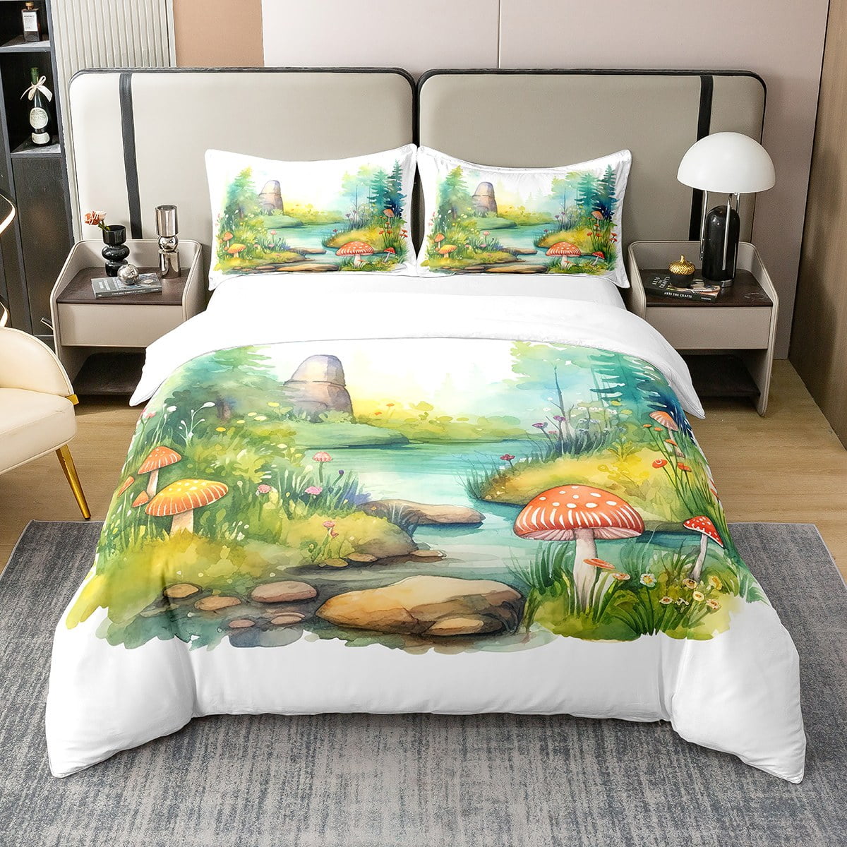 Erosebridal Mushroom 100 percent Cotton Duvet Cover King,Woodland Tree ...