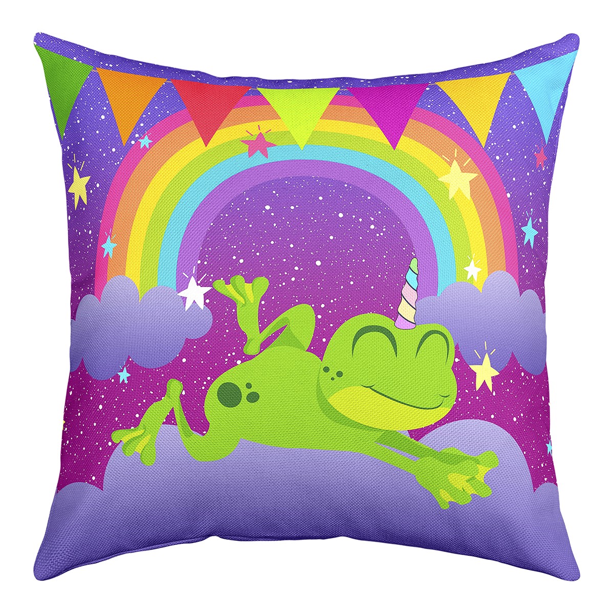 Pillow Cover Cute Rainbow Frog Print Cushion Case Green Frog 24x24 inch Cushion Cover Cartoon ...