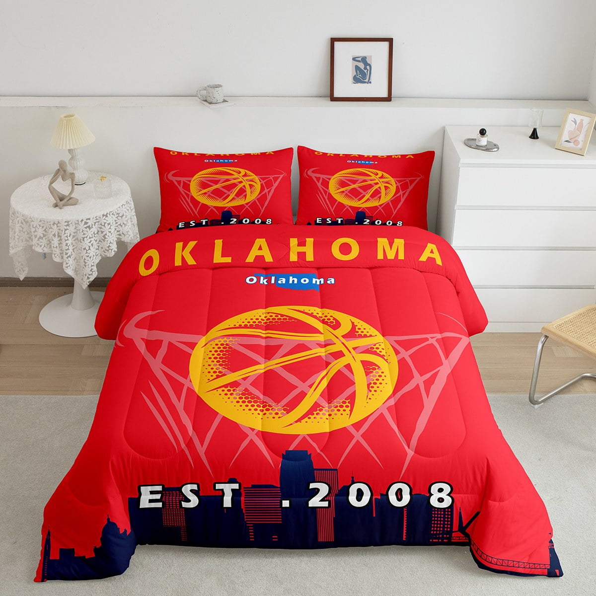 Erosebridal Queen Comforter Set,Basketball City Name Bedding Set ...