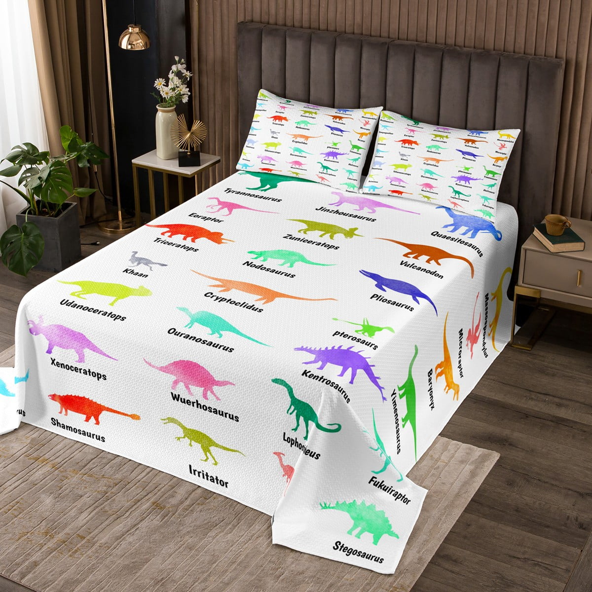 YST Kids Quilt Set Boys Twin Size Dinosaur Coverlet Set,Dinosaur Room Decor for Boys,Set of ...