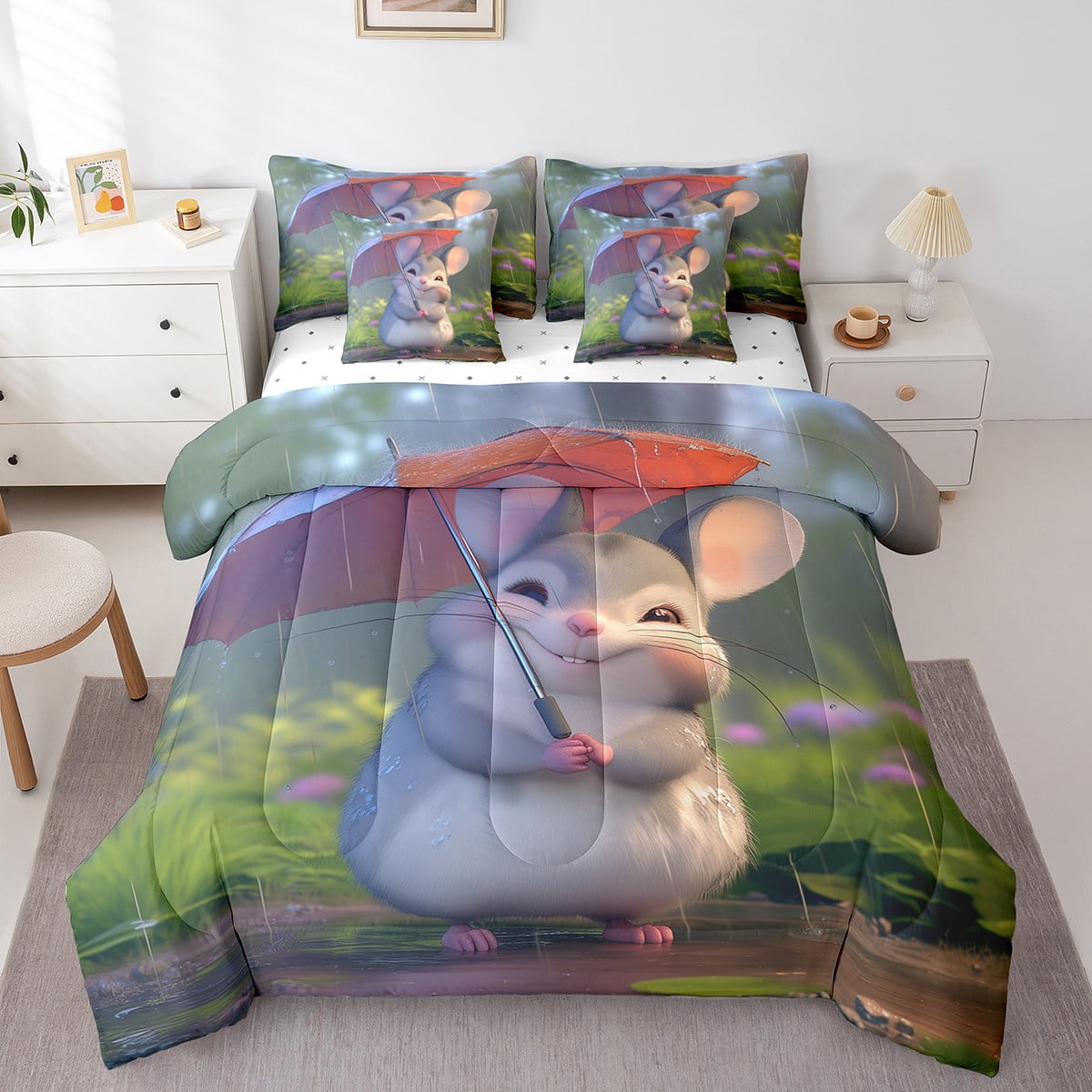 Rabbit Comforter Set 7 Pieces Bed In A Bag Queen Size, Cute Animal ...