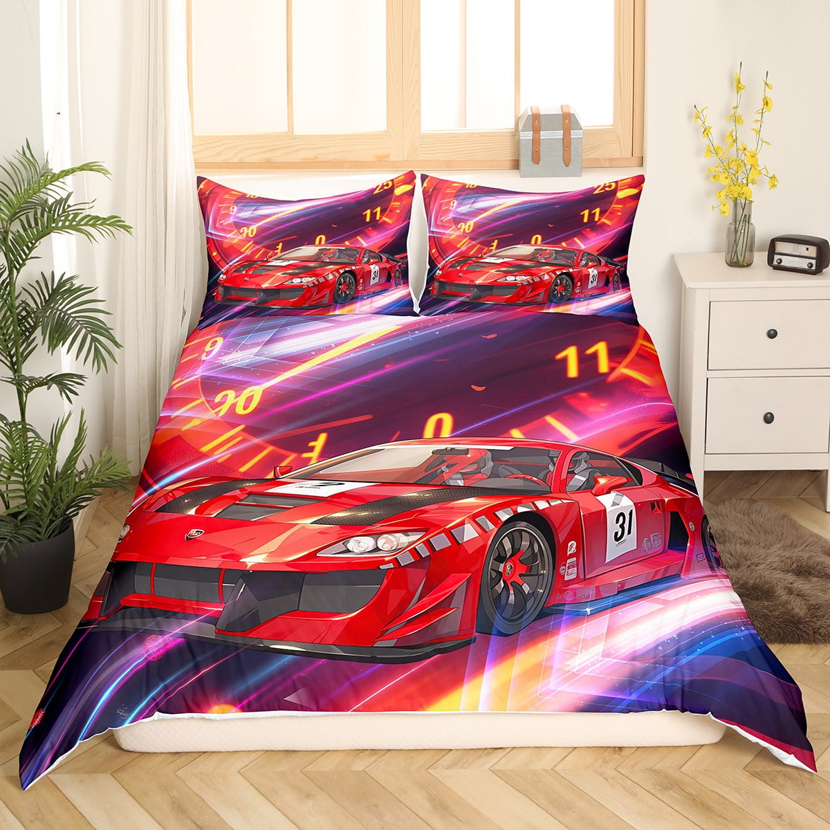 YST Kids Race Car Full Size Sports Car Comforter Cover,Speed Sports Car ...