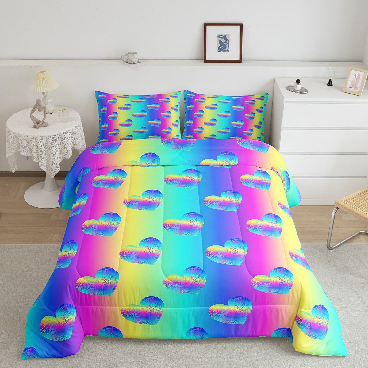Erosebridal Rainbow Comforter Set Full Psychedelic Galaxy Bedding Set ...